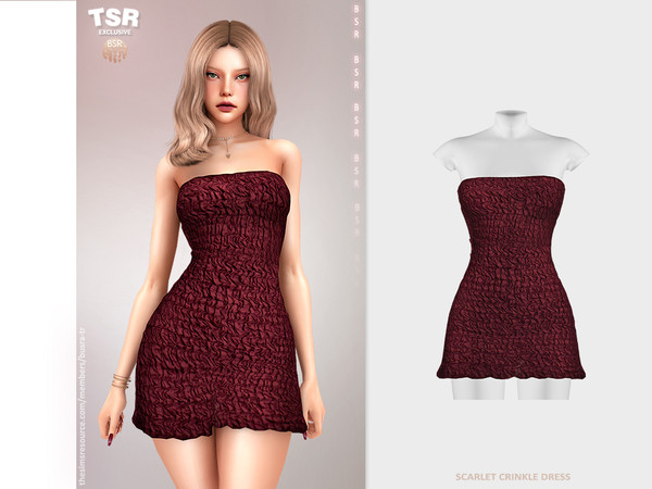 The Sims Resource | SCARLET CRINKLE DRESS BD1572