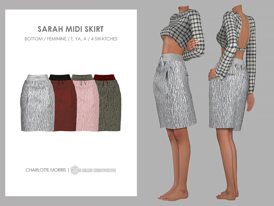 The Sims Resource | Sarah Midi Skirt