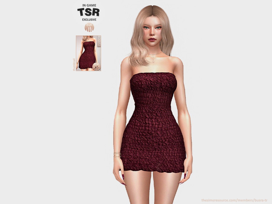 The Sims Resource | SCARLET CRINKLE DRESS BD1572