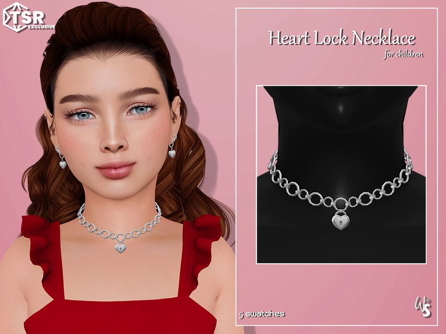 The Sims Resource | Heart Lock Necklace (children)