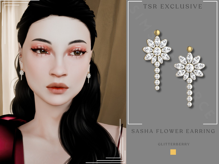 The Sims Resource | Sasha Floral Earrings