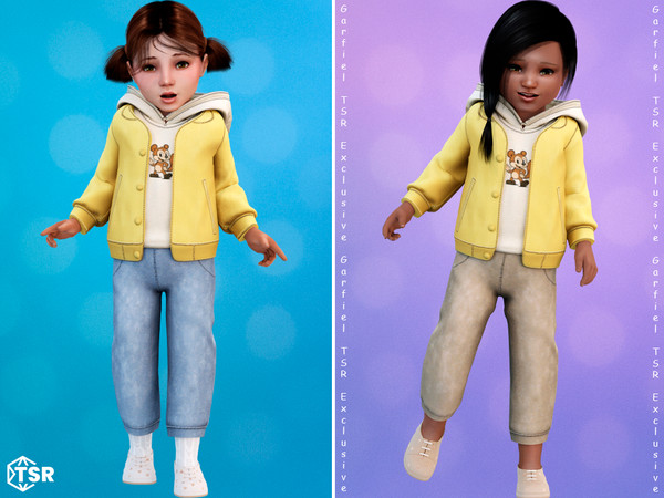 The Sims Resource | Toddler - Yellow jacket with hoodie and jeans