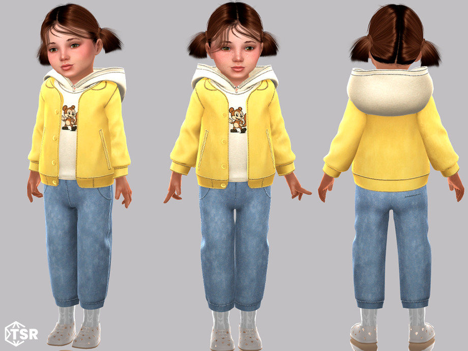 The Sims Resource | Toddler - Yellow jacket with hoodie and jeans