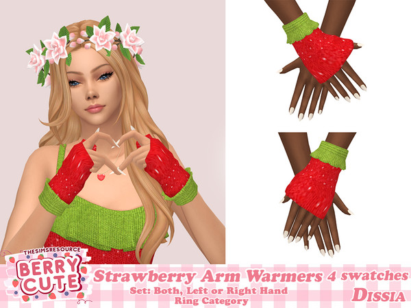 The Sims Resource | Strawberry Arm Warmers (Left)