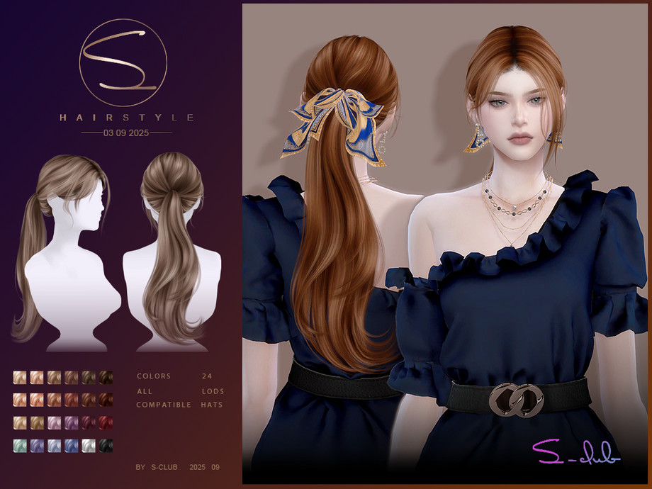 The Sims Resource | S-Club_030925_Ponytail hairstyle