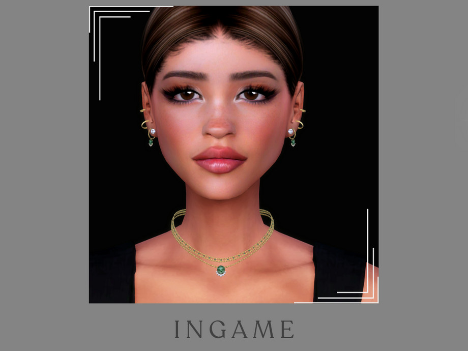 The Sims Resource | Oval Green Sapphire Diamond Necklace v2