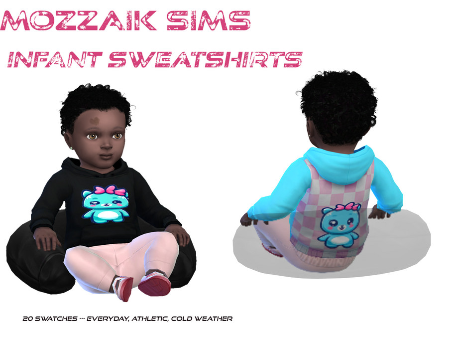 The Sims Resource | Infant Hoodies with Teddy bear Graphic