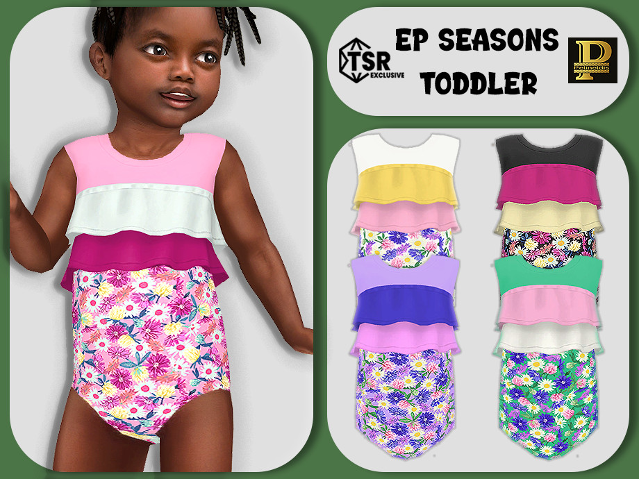 The Sims Resource | Toddler Breezy Flowers Swimsuit
