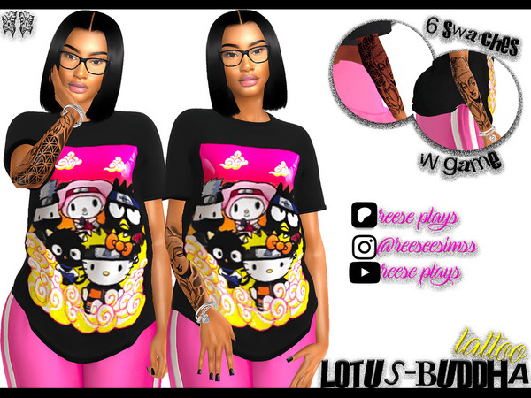 The Sims Resource | Lotus-Buddha Half Sleeve Tattoo