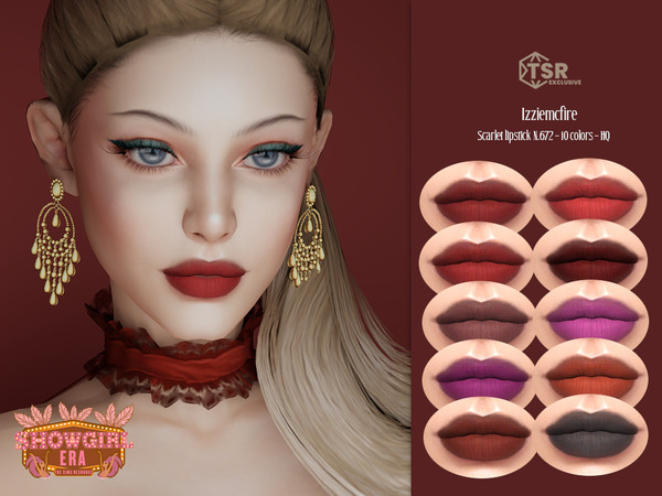 The Sims Resource | IMF Scarlet Lipstick N.672 SHOWGIRL ERA