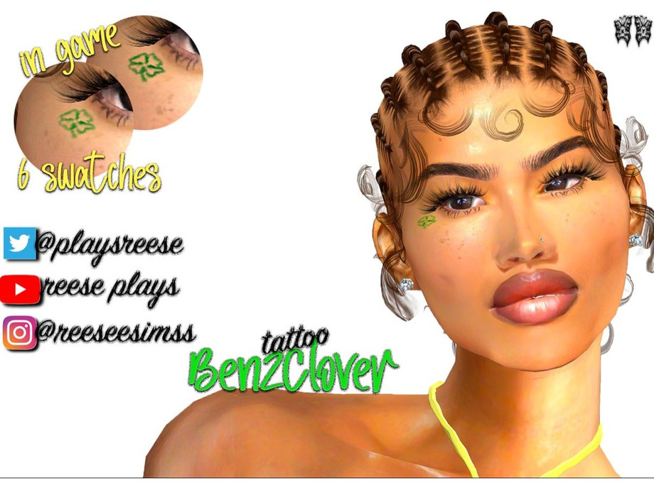 The Sims Resource | Four Leaf Clover Face Tattoo