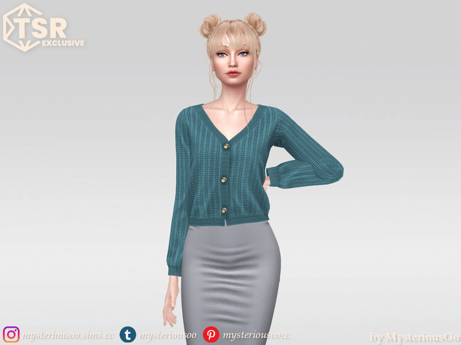 The Sims Resource | Short loose knitted cardigan