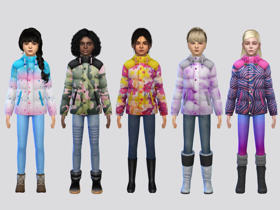 The Sims Resource | Puffer Windbreaker Girls