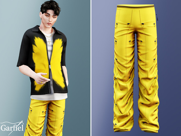 The Sims Resource | Adult - K-pop inspired yellow stage pants