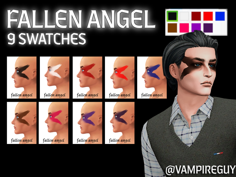 The Sims Resource | fallen angel face tattoos 02