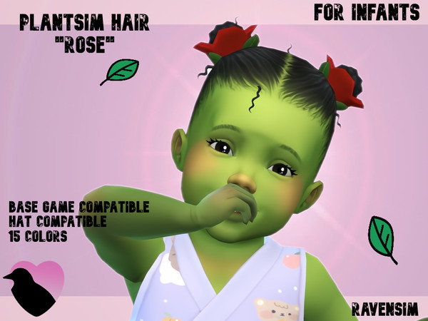 The Sims Resource | PlantSim Hair For Infants - Rose