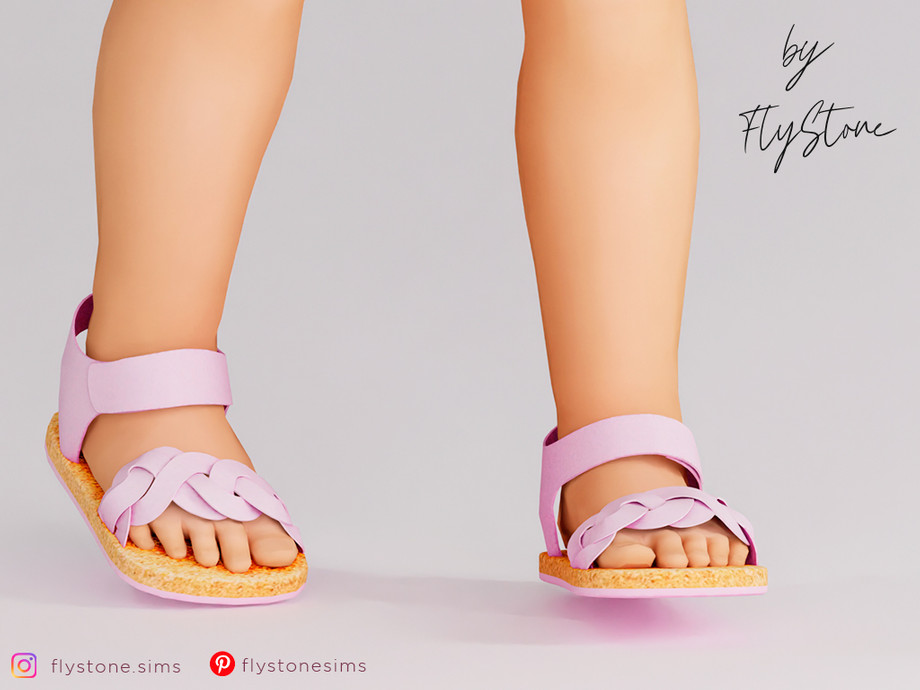 The Sims Resource | Toddler Sandals With Woven Strap And Cork Sole