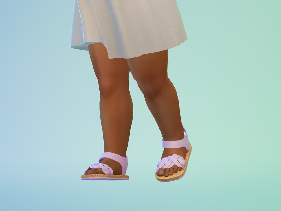 The Sims Resource | Toddler Sandals With Woven Strap And Cork Sole