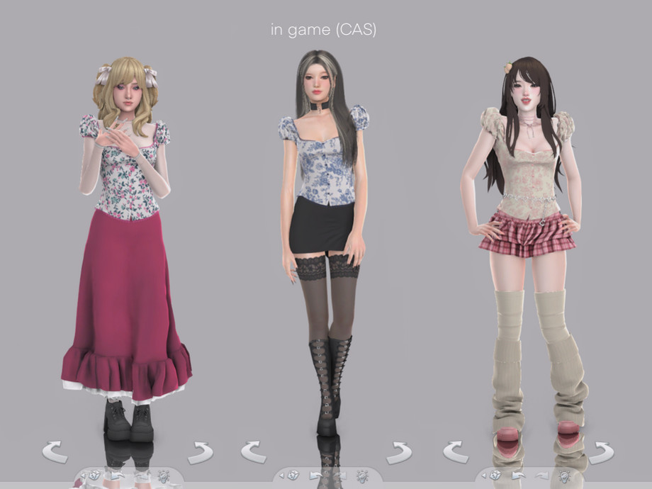 The Sims Resource | milkmaid patterned blouse