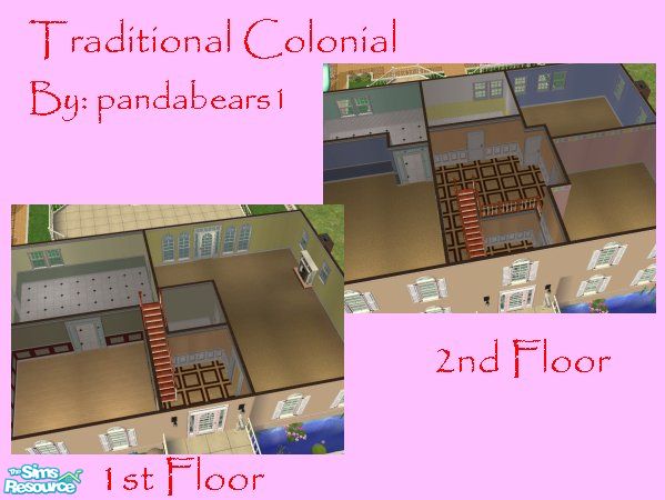 The Sims Resource | Traditional Colonial 3 Bedroom