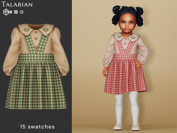 The Sims Resource | Alana Plaid Pinafore Outfit