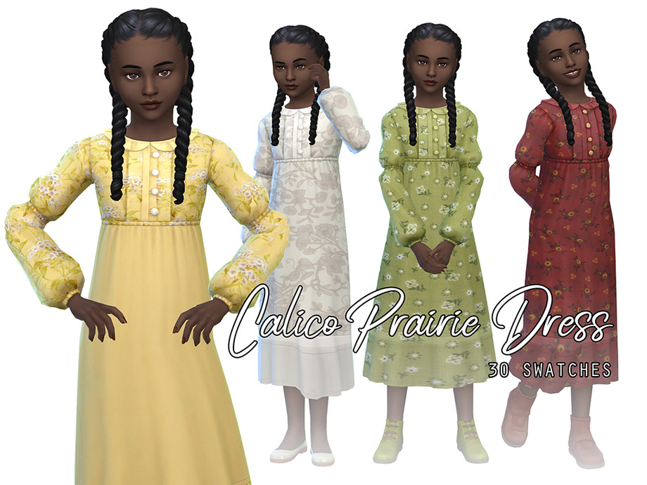 The Sims Resource | Calico Prairie Dress (Life & Death Recolor)