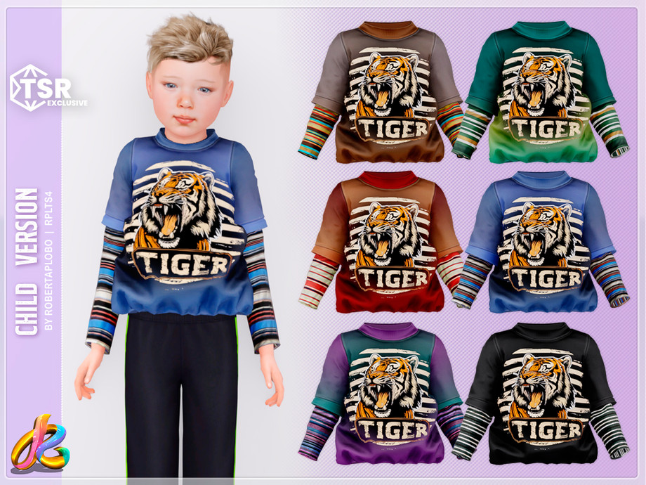 The Sims Resource | Tiger Graphic Sweater Collection - 326 Child