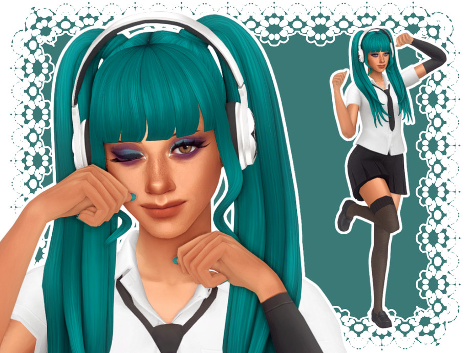 The Sims Resource | sim inspired by hatsune miku vocaloid (TSR only cc)