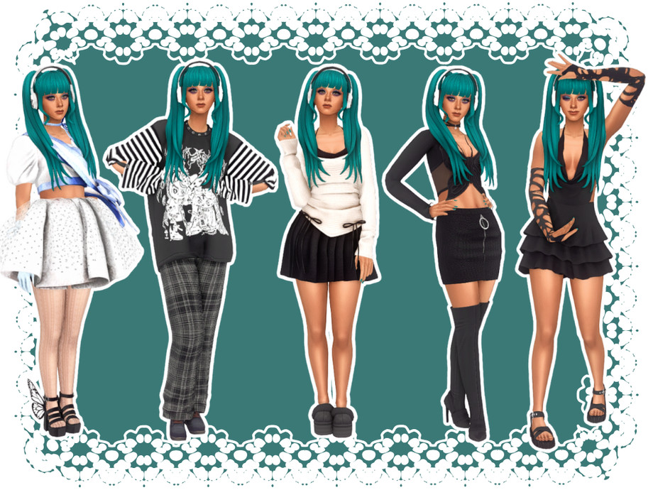 The Sims Resource | sim inspired by hatsune miku vocaloid (TSR only cc)