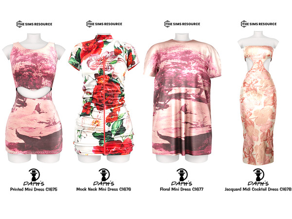 The Sims Resource | DAPHS - Mock Neck Mini Dress C1676 - TSR.package