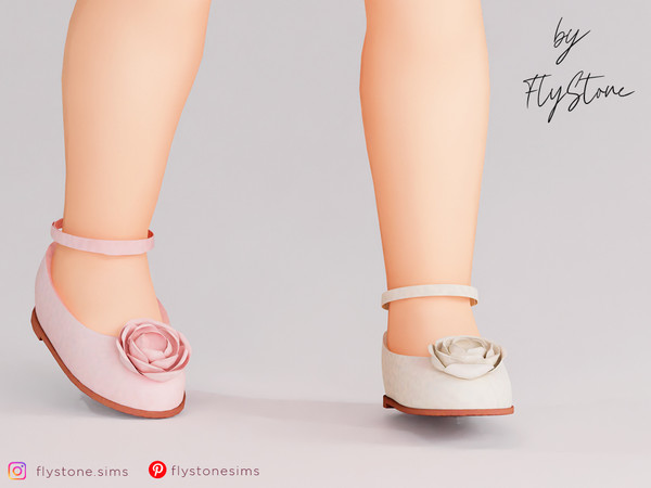 The Sims Resource | Toddler Suede Multicolored Flats With A Rosebud On