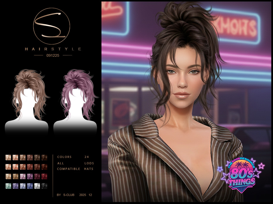 The Sims Resource | (80's Things) S-CLUB_091225_Retro updo hairstyles