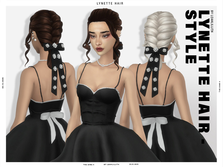 The Sims Resource | Winter Holidays Lynette Braided Bun Hairstyle