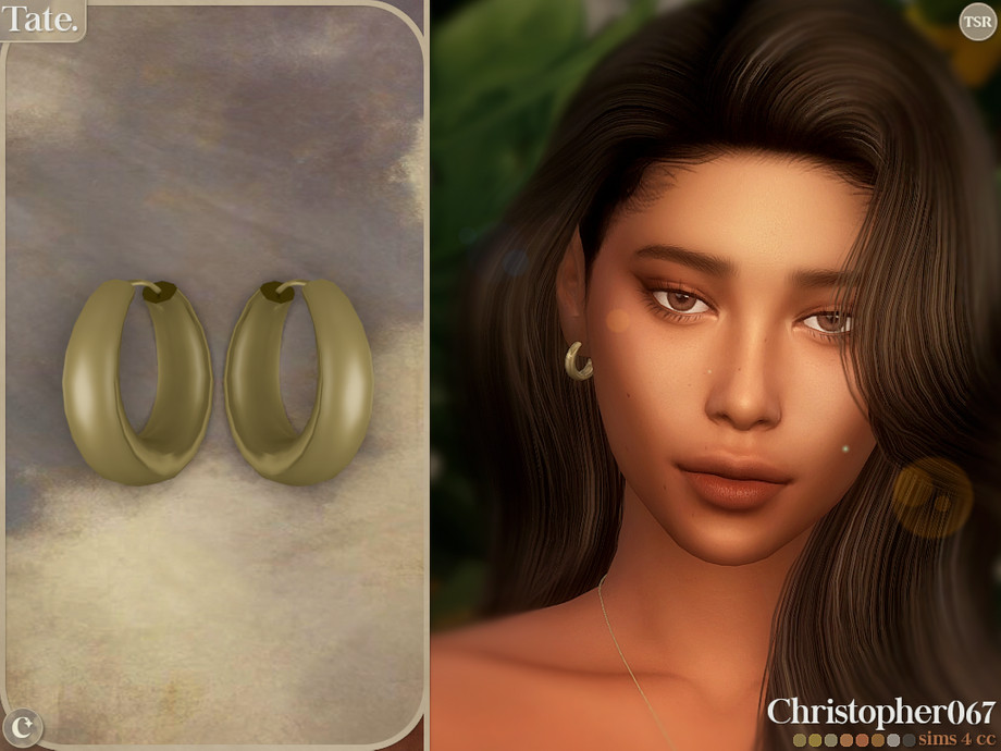 The Sims Resource | Tate Earrings - Chunky Hoop Earrings