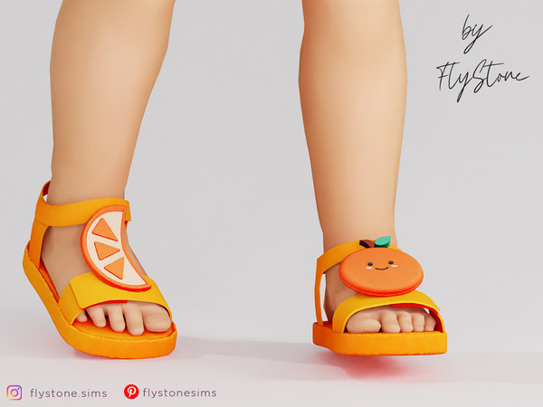The Sims Resource | Toddler Sandals With Decorative Oranges
