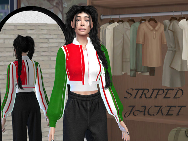 The Sims Resource | STRIPED JACKET FOR FEMALE