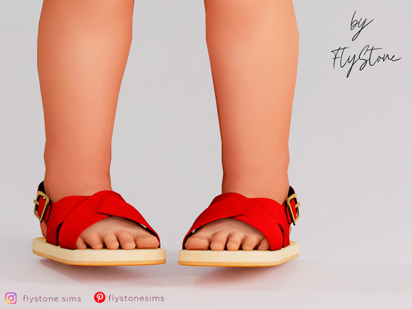 The Sims Resource | Toddler Leather Sandals With Wooden Soles
