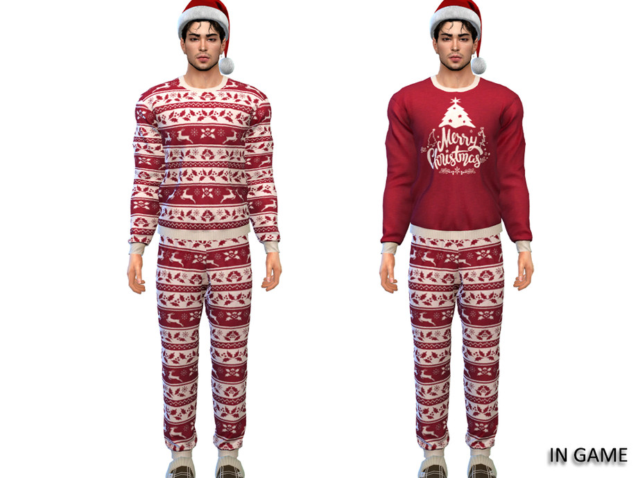 The Sims Resource | Holiday Family Pj Set for men