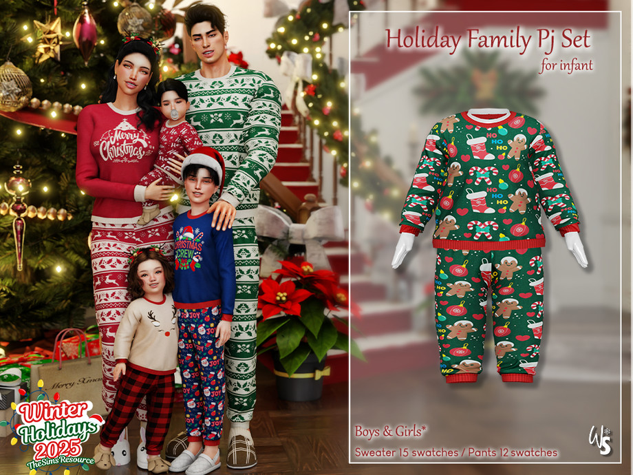 The Sims Resource | Holiday Family Pj Set for infant