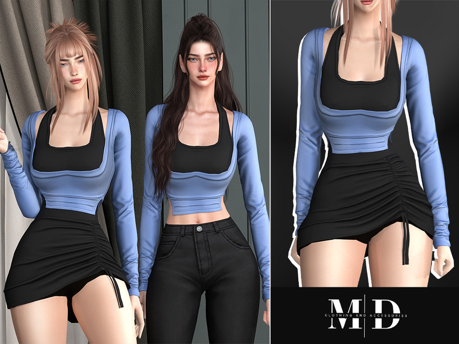 The Sims Resource | Veronica two-piece cotton set