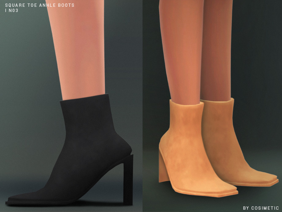 The Sims Resource | Square Toe Ankle Boots N03