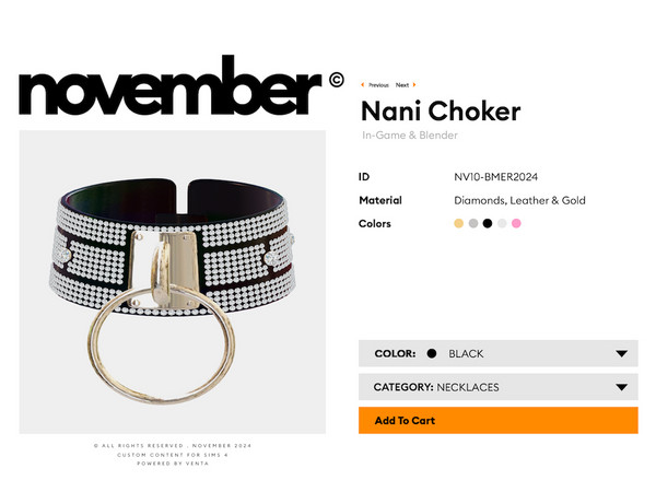 The Sims Resource | November - Nani Choker (Patreon Exclusive)
