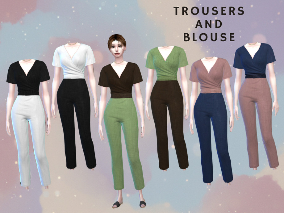 The Sims Resource | TROUSERS AND BLOUSE SET