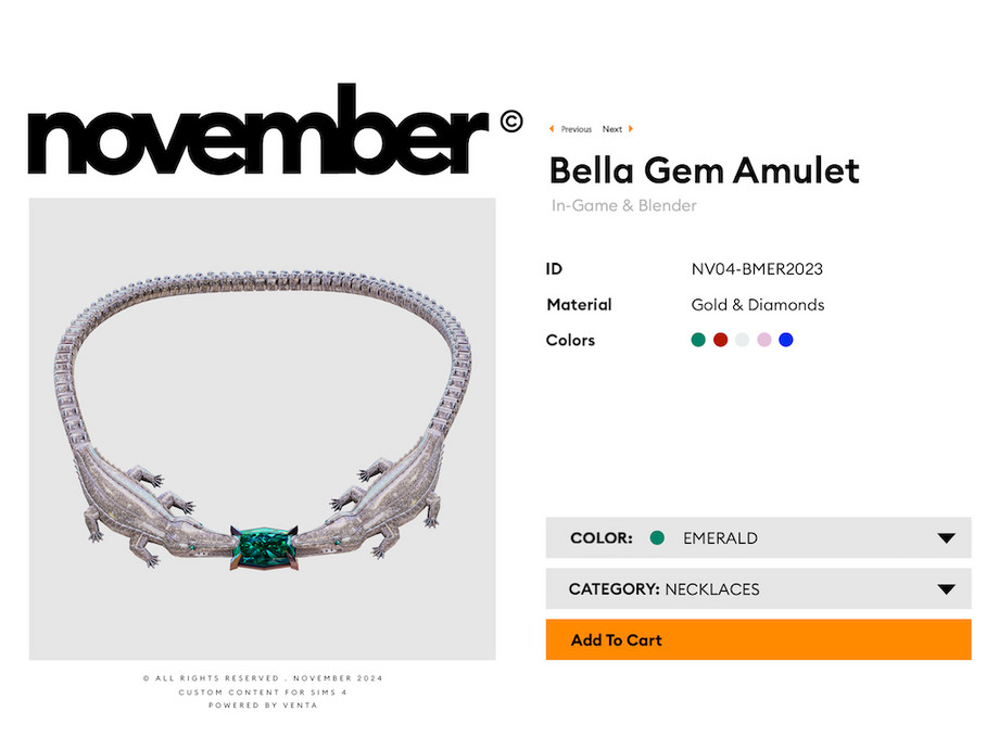 The Sims Resource | November - Bella Gem Amulet (Patreon Exclusive)