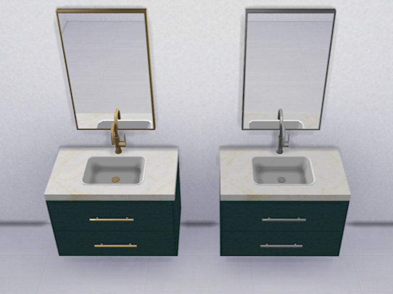 The Sims Resource | Modern Pedestal Bathroom Sink & Mirror