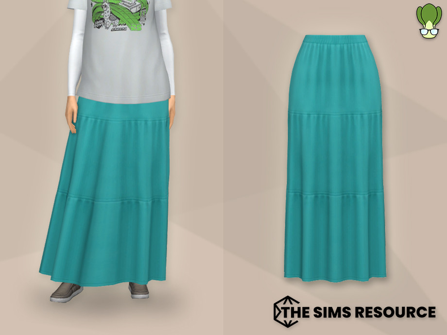 The Sims Resource | Modest Wear - High Waist Tiered Maxi Skirt