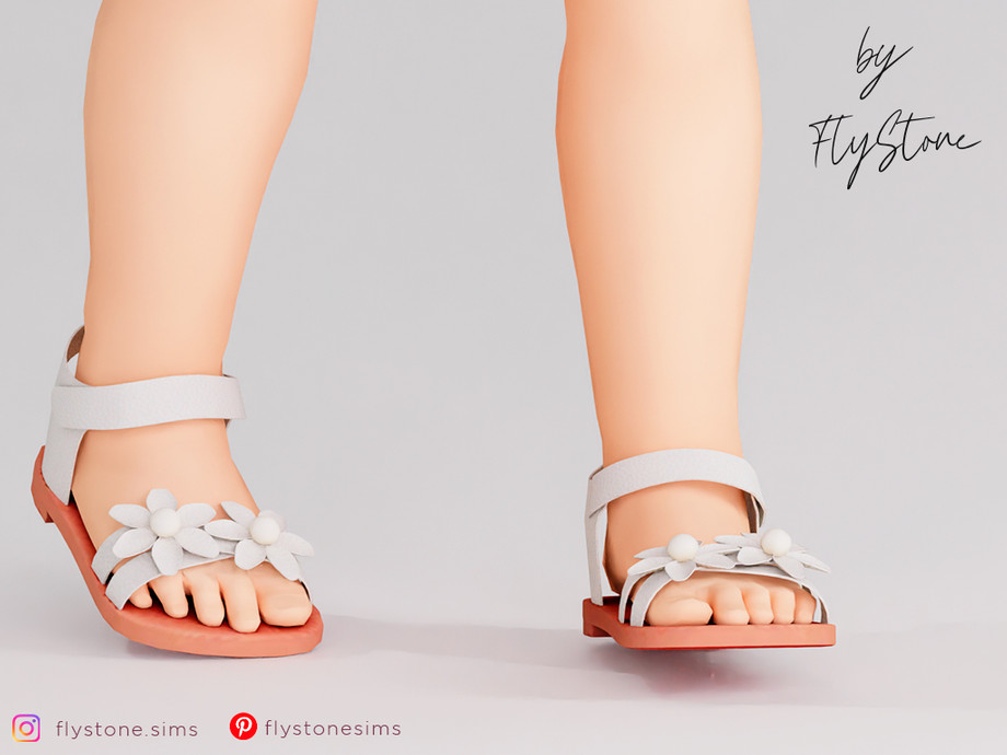 The Sims Resource | Toddler Sandals With Flowers And Pearls