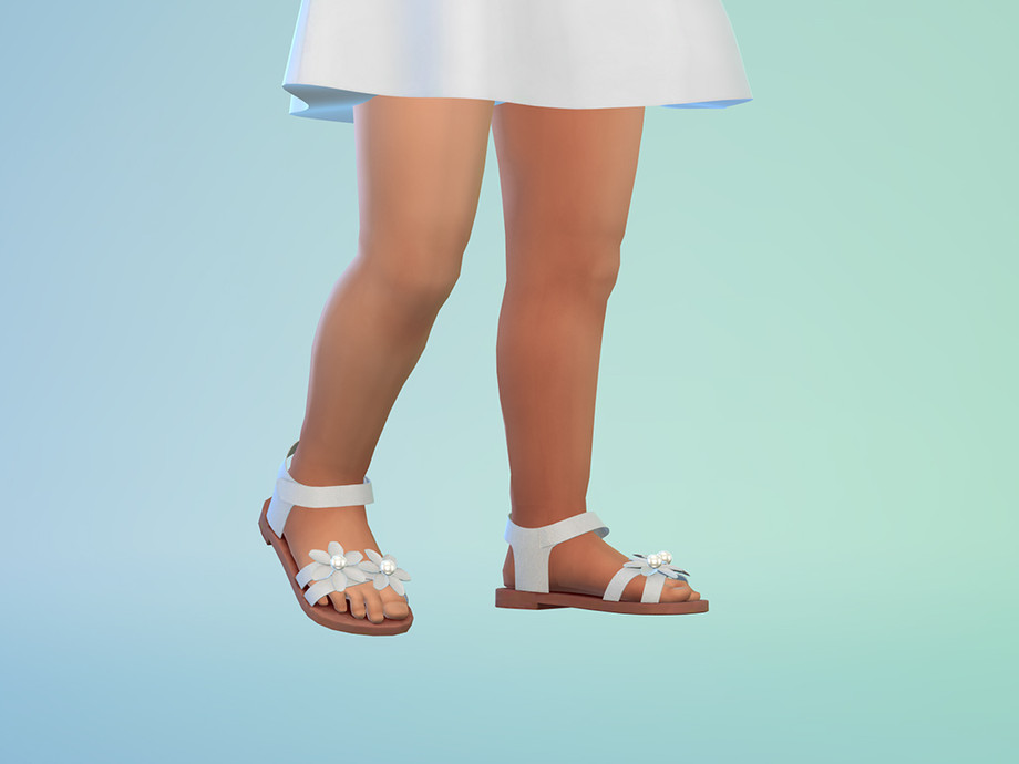 The Sims Resource | Toddler Sandals With Flowers And Pearls