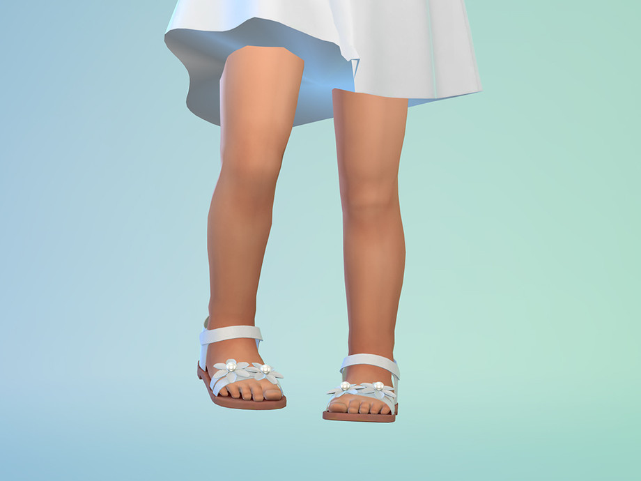The Sims Resource | Toddler Sandals With Flowers And Pearls