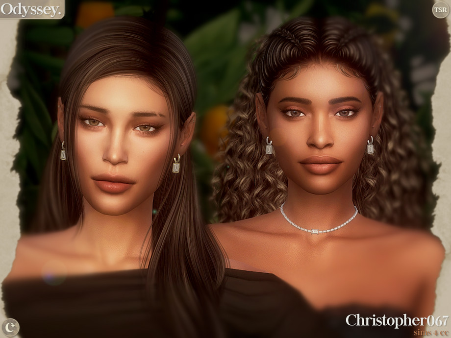 The Sims Resource | Odyssey Earrings - Diamond Studded Hoop Dangle Earrings